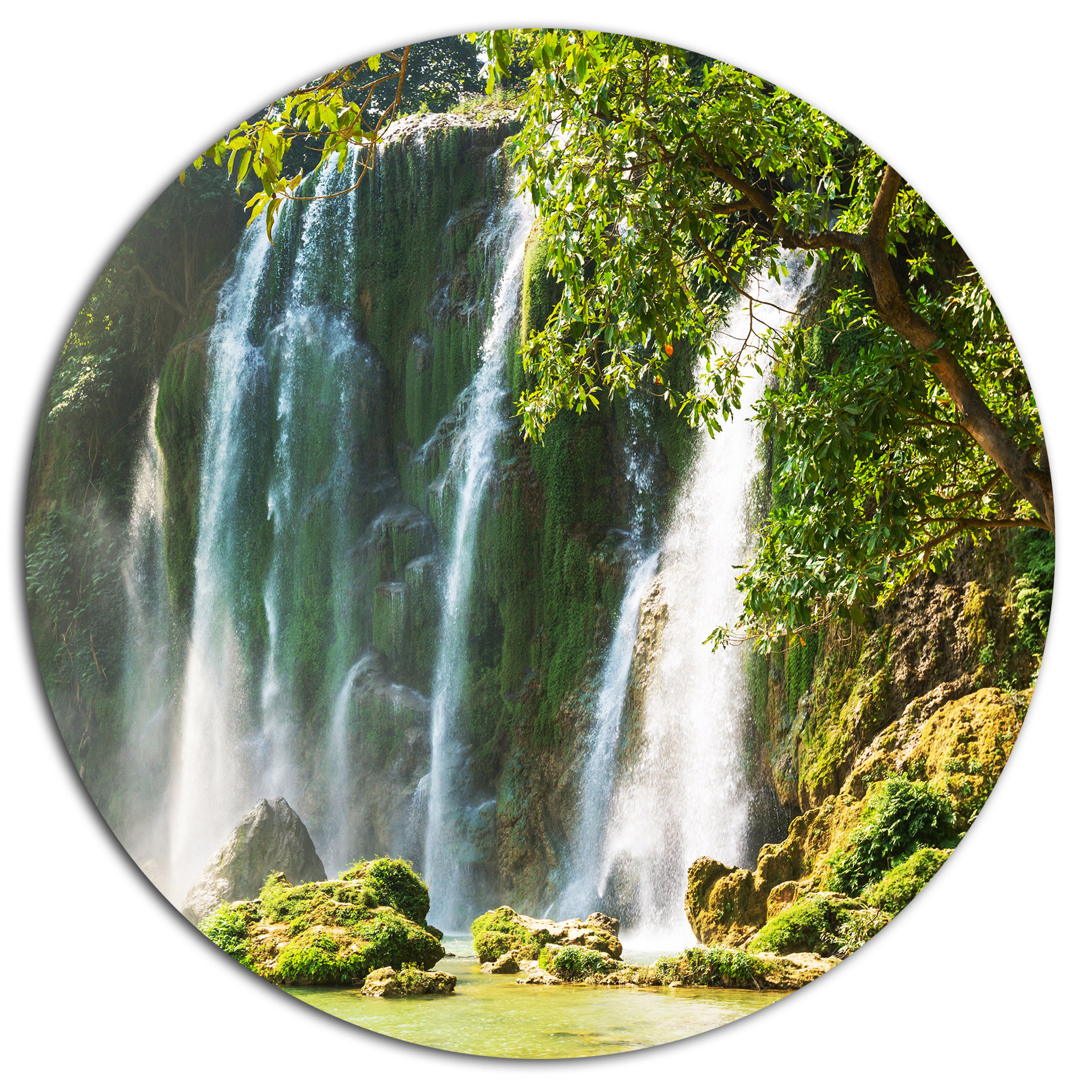 Detian Waterfall in Vietnam, Landscape Round Metal Wall Art, Disc of 36 ...
