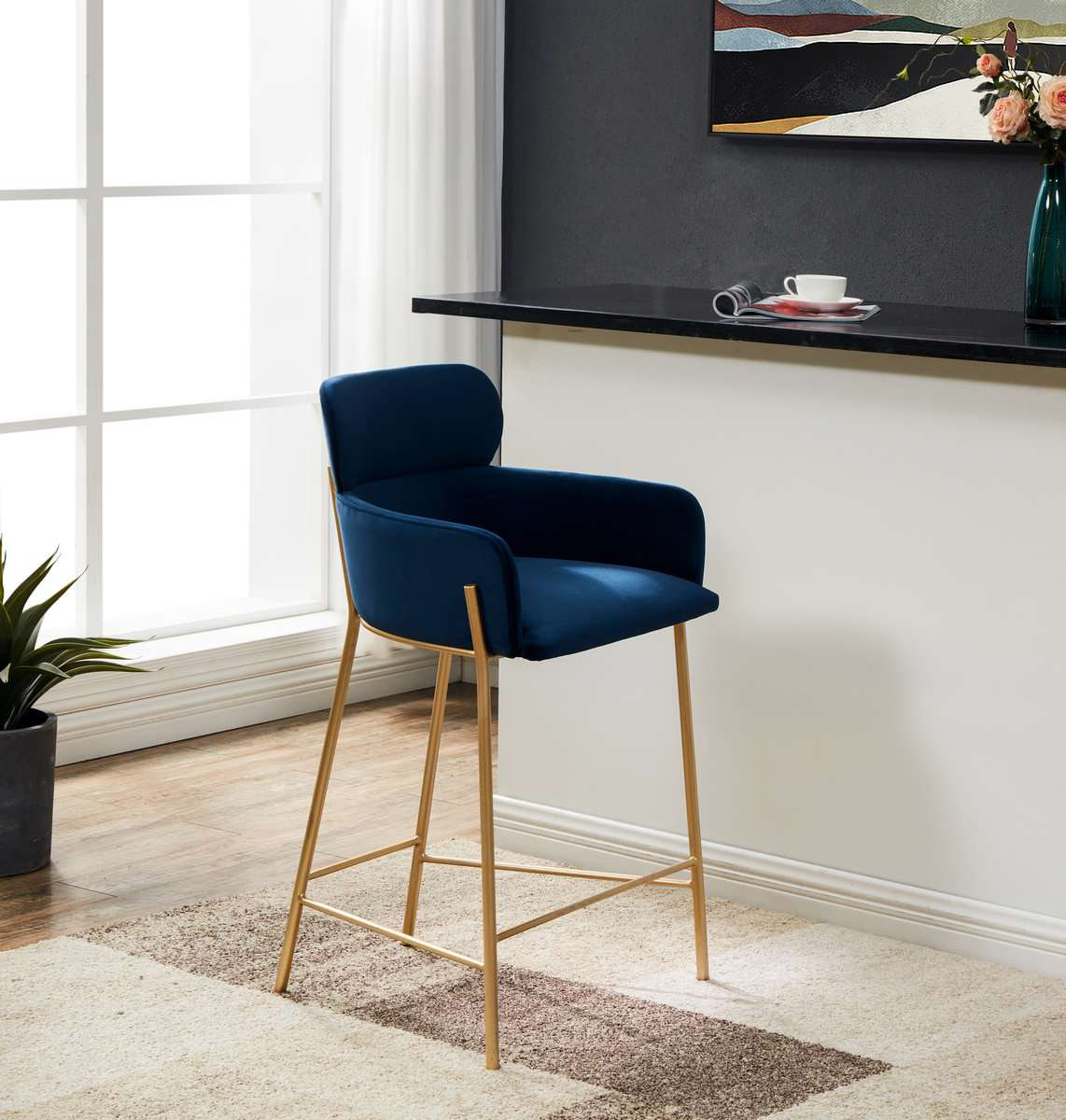Safavieh Couture Charlize Velvet Counter Stool, #N/A - Midcentury - Bar ...