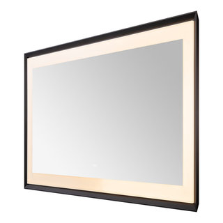 Madison LED Lighted Chamfer Frame Mirror, Defogger, Matte Black, 60"x36 ...