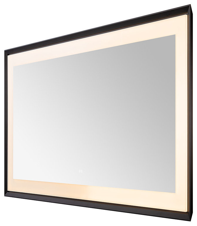 Madison LED Lighted Chamfer Frame Mirror, Defogger, Matte Black, 60"x36 ...
