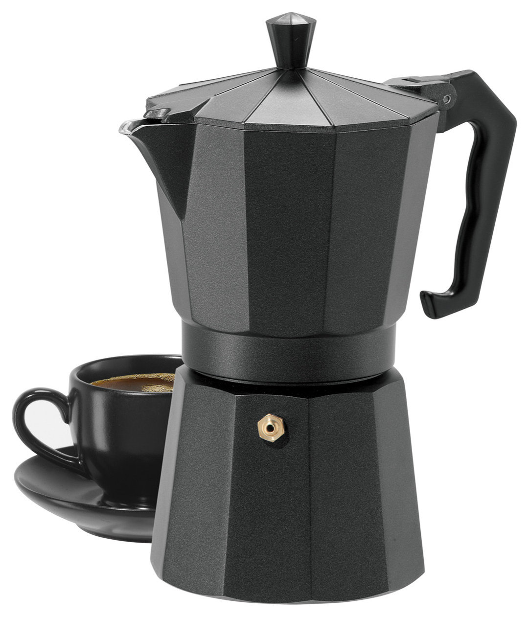 OGGI Black Aluminum 6 Cup Stove-Top Espresso Maker - Modern - Coffee ...