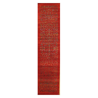 Pasargad Tribal Collection Hand-Knotted Lamb's Wool Runner- 2' 7" X 7 ...