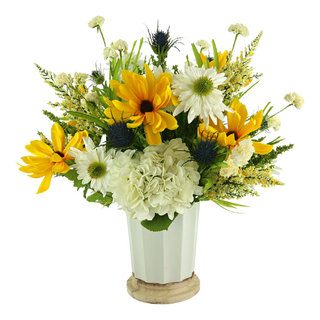 Hydrangea, Daisy and Rudbeckia Floral Arrangement - Artificial Flower ...