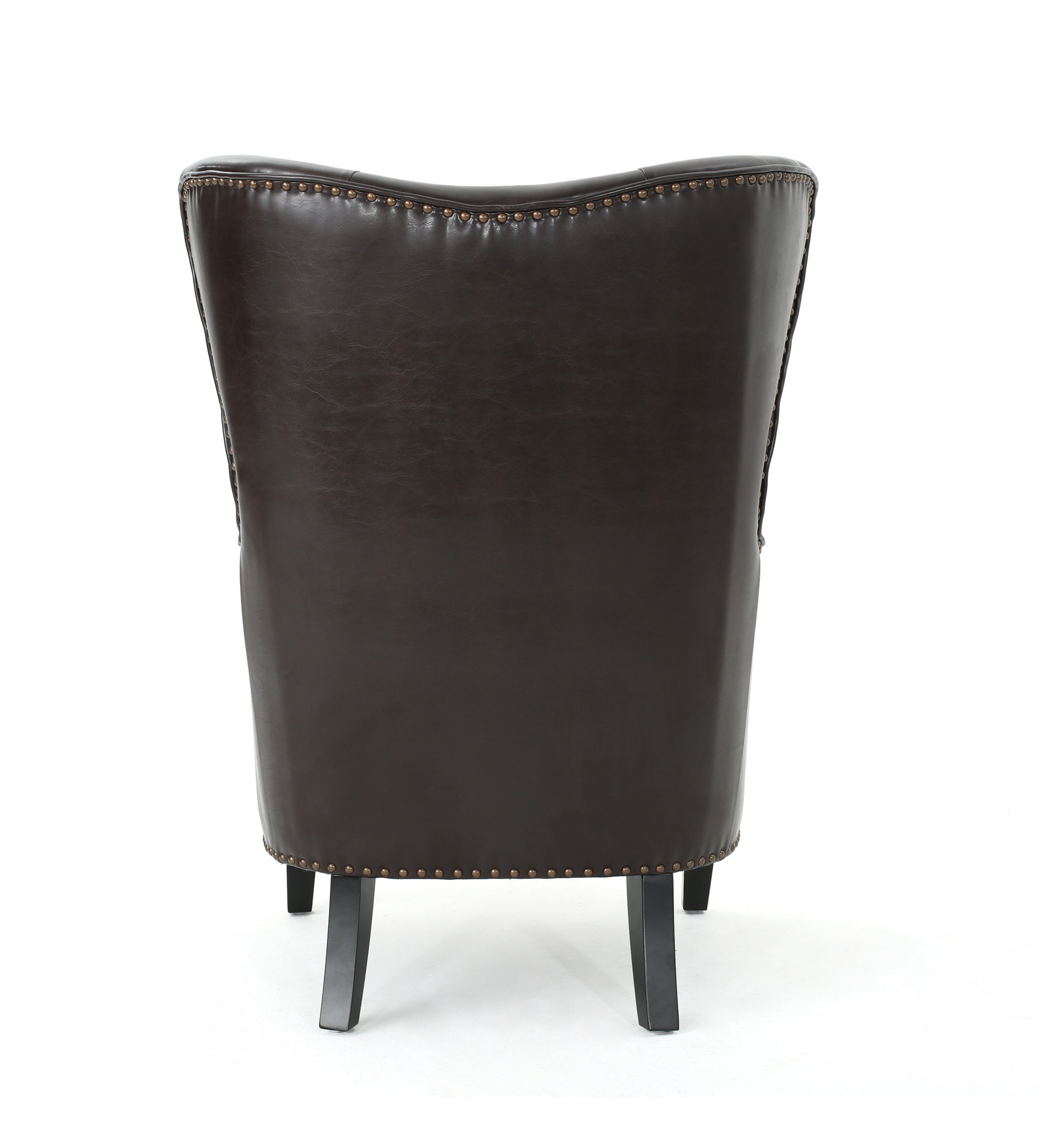 GDF Studio Romford Bonded Leather Wingback Club Chair - Transitional ...