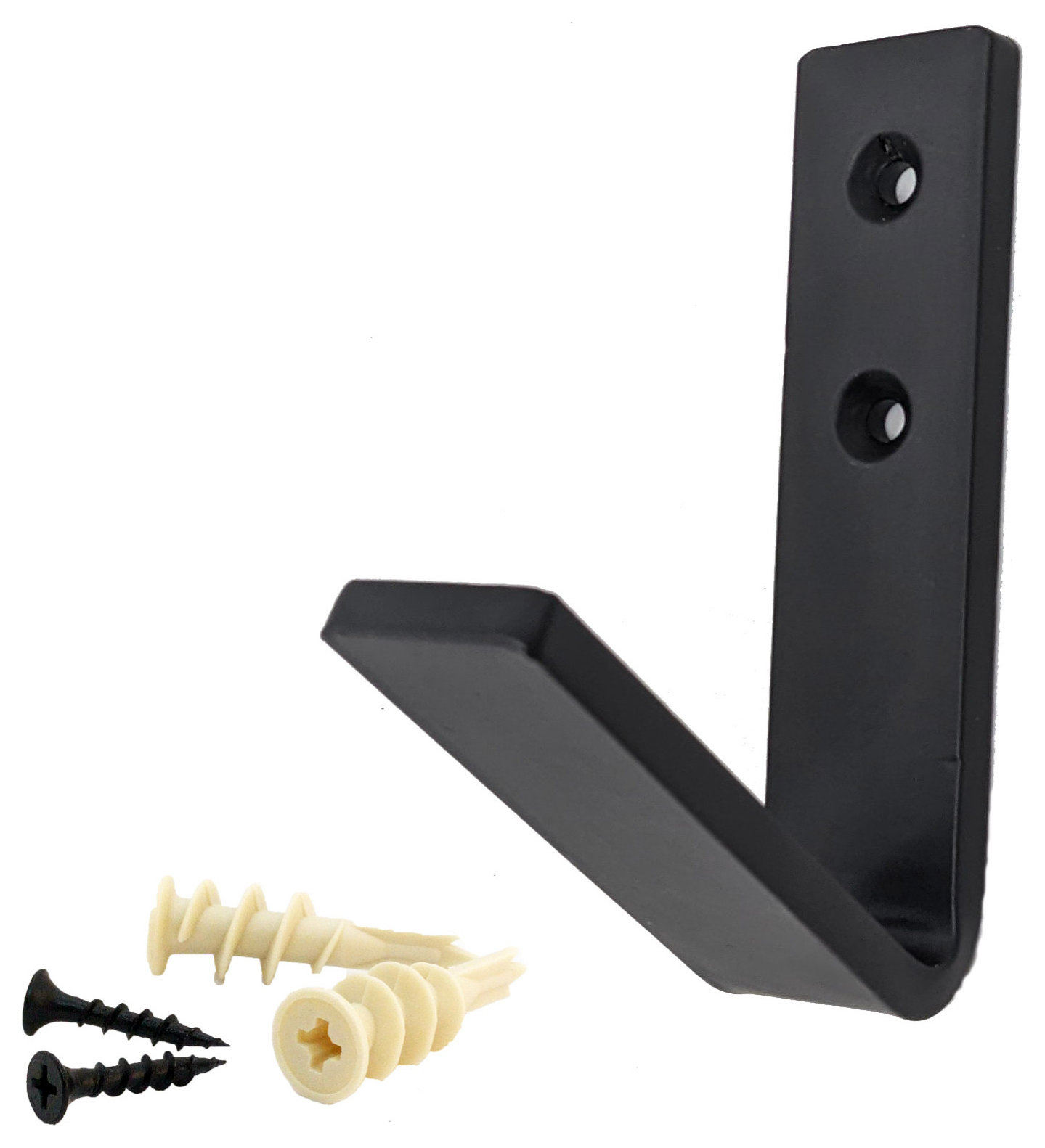 (4) Single Coat Hook Slanted J Black Steel Iron Modern Farmhouse Rustic ...