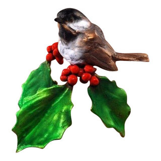 Chickadee Sculpture Bronze Joy of the Season - Farmhouse - Sculptures ...