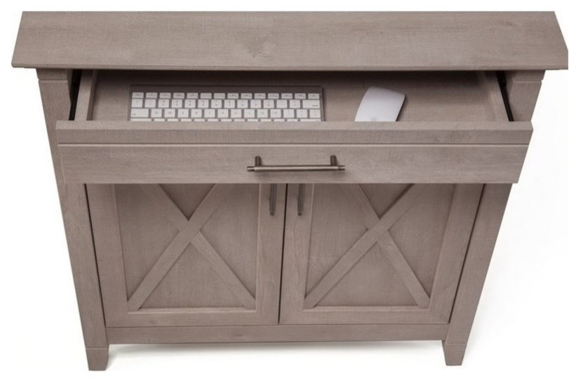 Pemberly Row Engineered Wood Secretary Desk with Storage Cabinet in ...
