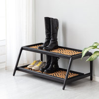 Double-Tier Stand, 3-Pair Rubber Boot Trays - Midcentury - Shoe Storage ...