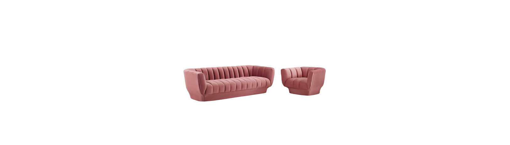 Entertain Vertical Channel Tufted Velvet Sofa and Armchair Set ...