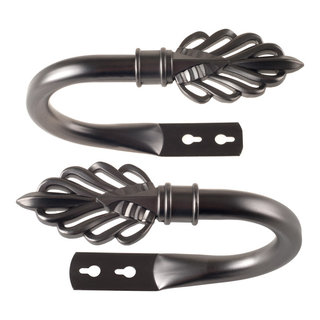 Lavish Home Leaf Holdback Pair, Pewter - Contemporary - Window ...