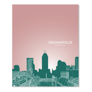 Indianapolis, Indiana Skyline Art Poster - Contemporary - Prints And ...