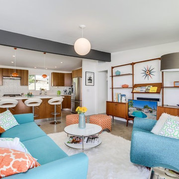 75 Turquoise Living Room with a TV Stand Ideas You'll Love - October ...