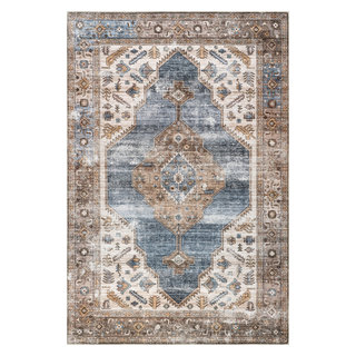 Nuloom Native Iris Medallion Spill Proof Washable, 5' x 8 ...