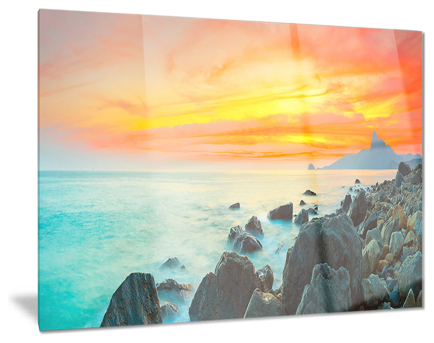 "Panoramic Sunset" Photography Glossy Metal Wall Art, 28"x12" - Beach ...