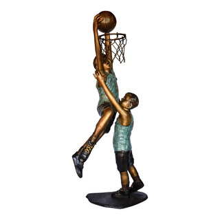 Kids Playing Basketball in Action Life Size Bronze Statue 27" x 17" x ...