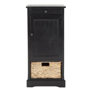 Safavieh Randy Wood Tall Storage Unit in Black - Transitional - Storage ...