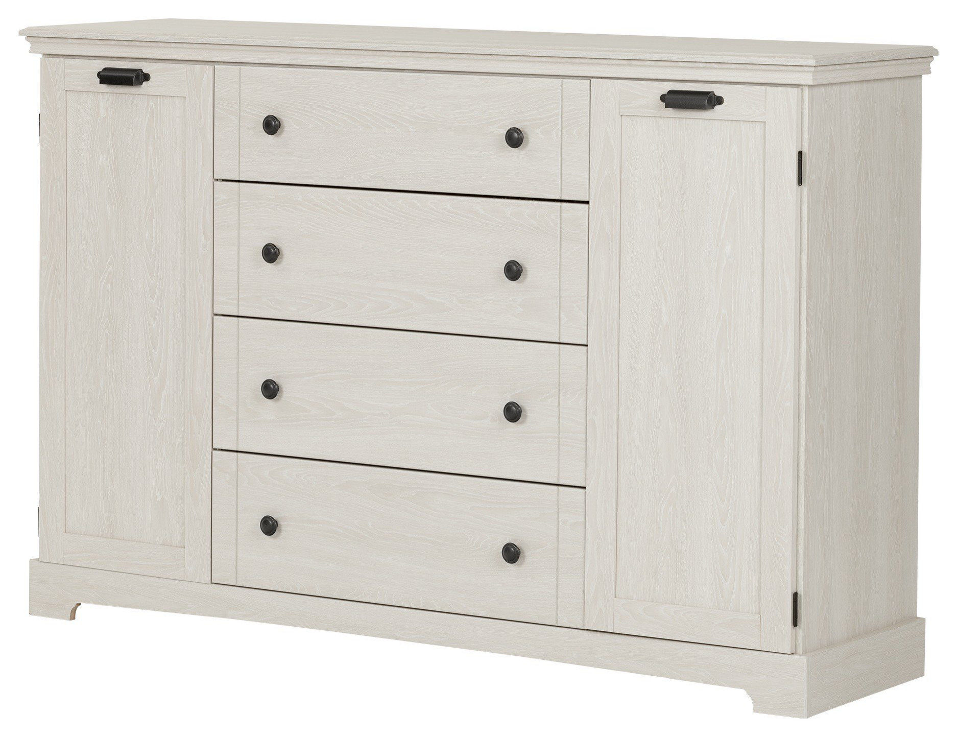Classic Cottage Storage Cabinet, 4 Drawers & 2 Side Cabinets, Winter ...