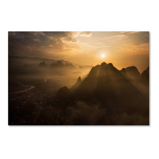 Nadav Jonas 'Misty Sunrise' Canvas Art, 12"x19" - Contemporary - Prints ...