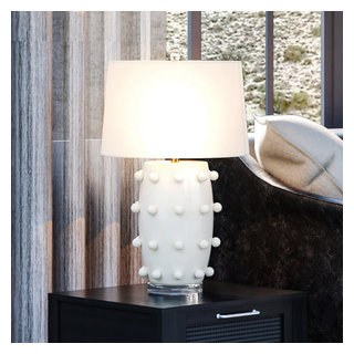 Transitional Table Lamp 15''W x 15''D x 28''H, White Glazed Finish ...