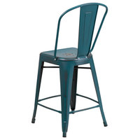 Distressed Blue Metal Stool - Modern - Kitchen And Dining Furniture ...