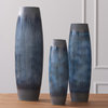 Luxe Denim Ink Blue Tall Ribbed Vase 24" Retro Modern Mid Century ...