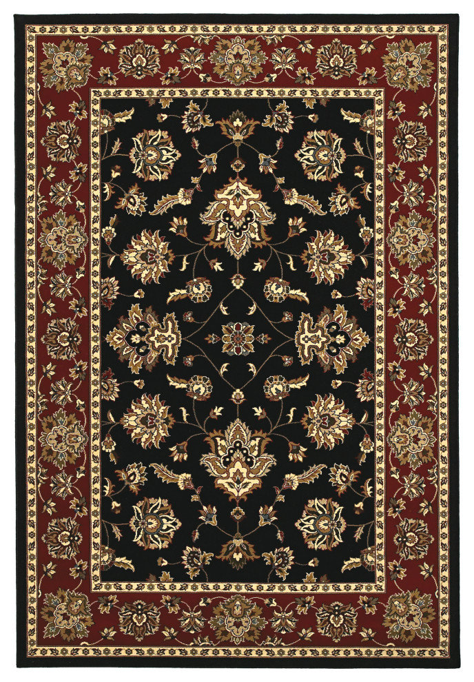 Aiden Traditional Vintage Inspired Blue/Red Rug, 6'7" x 9'6 ...