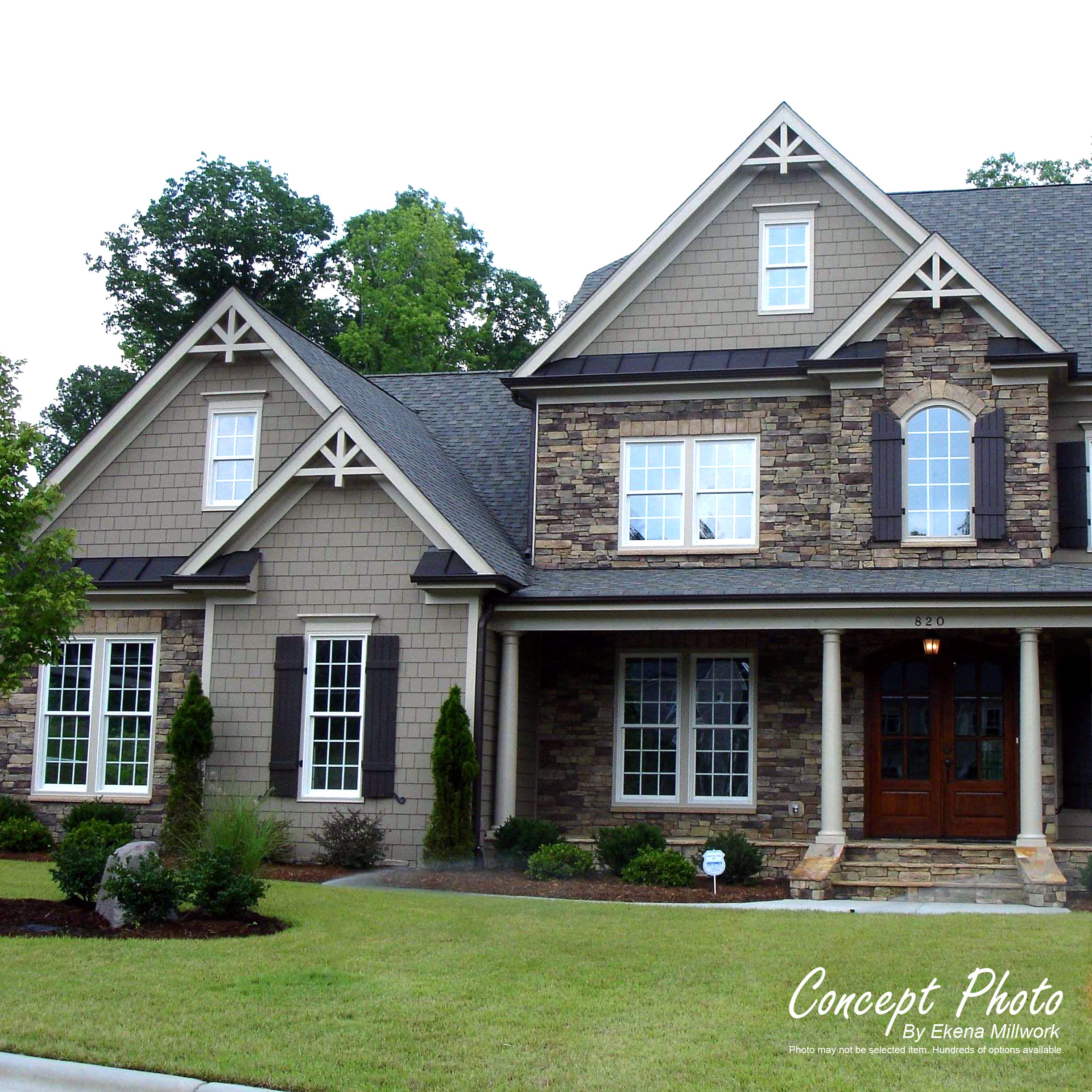 Ericson Architectural Grade PVC Gable Bracket, 72"Wx36"H (12/12 Pitch ...