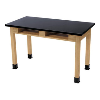 NPS 24x54" Wood Science Lab Table with Phenolic Top, Black - Industrial ...