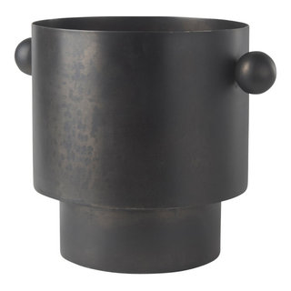 Juno Black Iron Vase, 9" - Industrial - Vases - by Mercana | Houzz