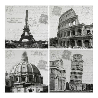 Iconic Europe Canvas Wall Art, Set of 4 - Contemporary - Prints And ...