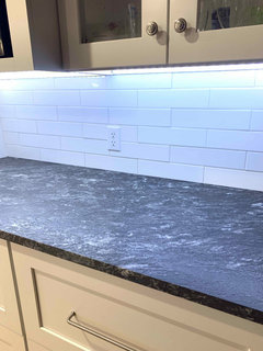 backsplash for kitchen with leathered black titanium granite counters ...
