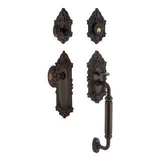 Grande Victorian Plate C Grip Entry Set Grande Victorian Knob in Timeless Bronze - Victorian ...