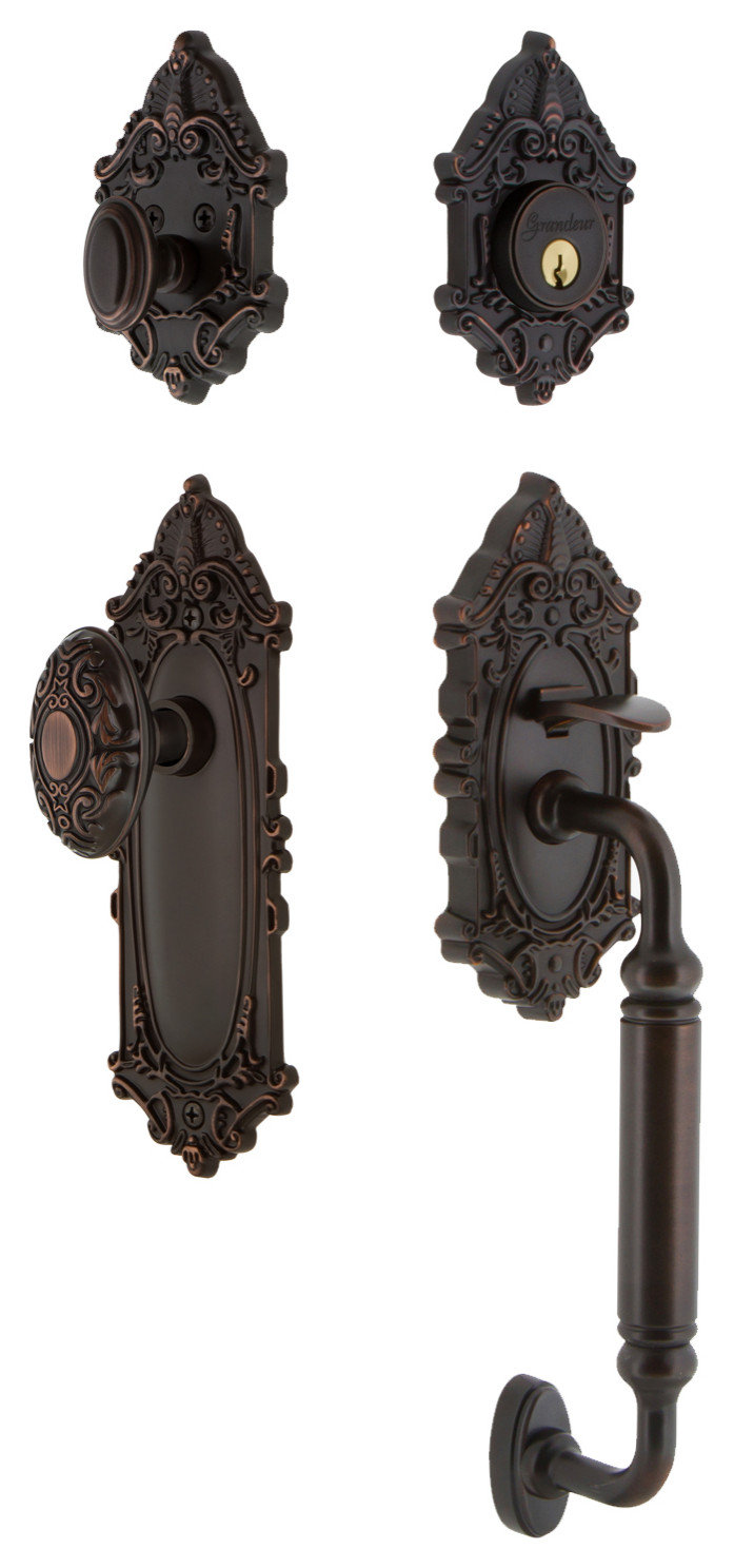 Grande Victorian Plate C Grip Entry Set Grande Victorian Knob in Timeless Bronze - Victorian ...