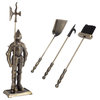 3-Piece Medieval Knight Cast Iron Statue Fireplace Tool Set - Modern ...