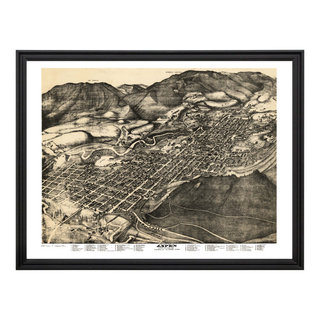 Aspen Map Framed Art 1893, Vintage Colorado Wall Decor, 24x18 ...