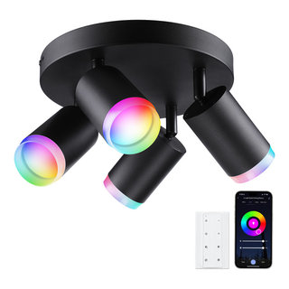2 Pack LED Smart RGB Ceiling Spotlights Directionaland Dimmable ...