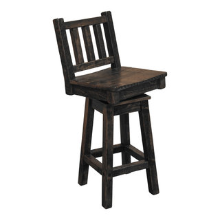 Barnwood Style Timber Peg Swivel Stool, Counter Height - Farmhouse ...