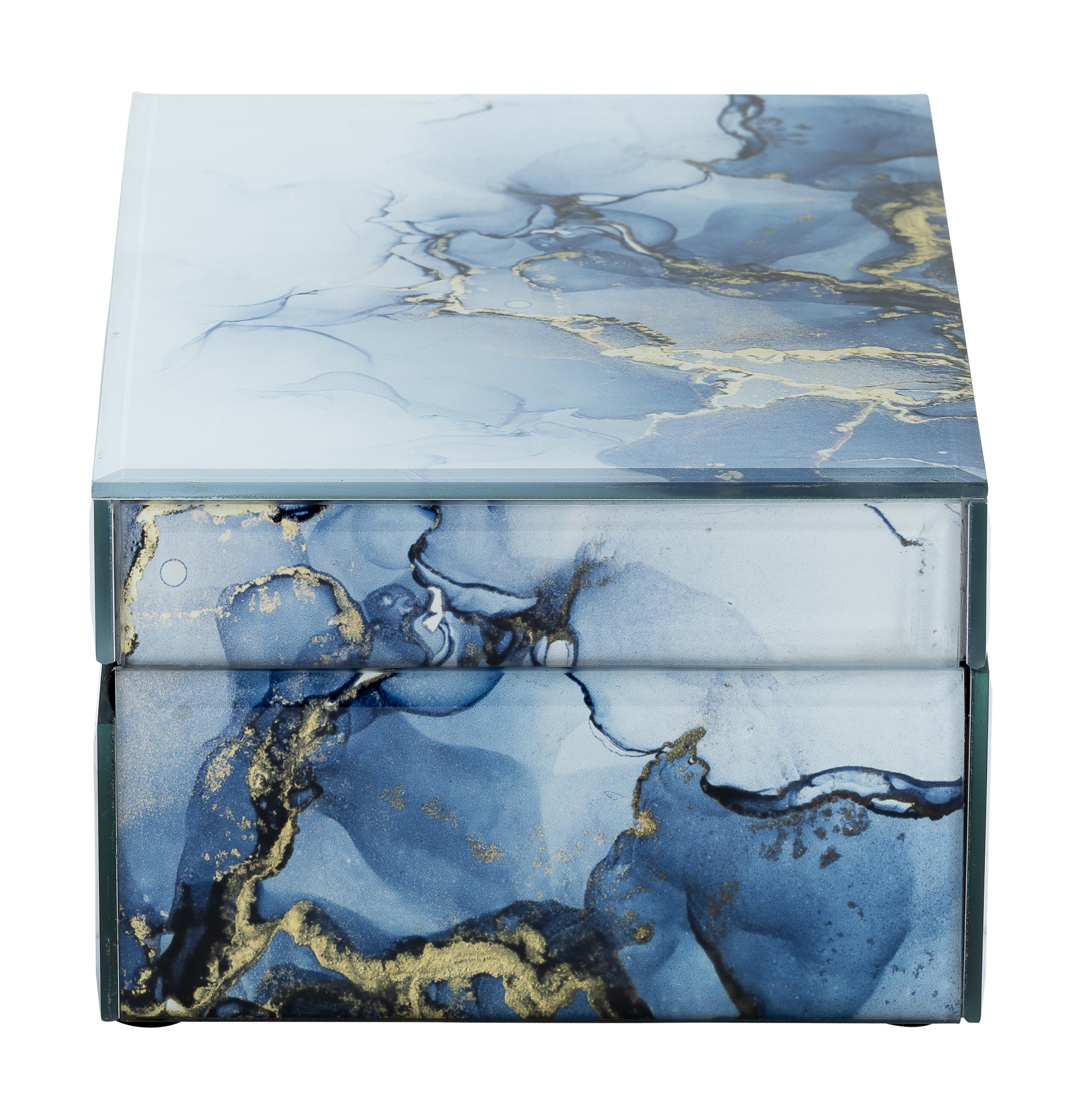 Wood, 8X5 Abstract Box, Blue/Gold, 8x5x3 inches - Contemporary ...