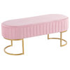 Demi Glam Pleated Bench, Gold Steel/Pink Velvet - Contemporary ...