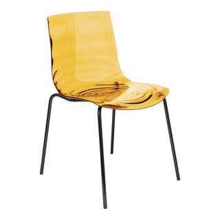Astor Water Ripple Design Dining Chair in Black Base Orange Seat ...
