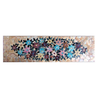 Floral Mosaic Pattern, Bouquet Band, 104" x 30" - Contemporary - Tile ...