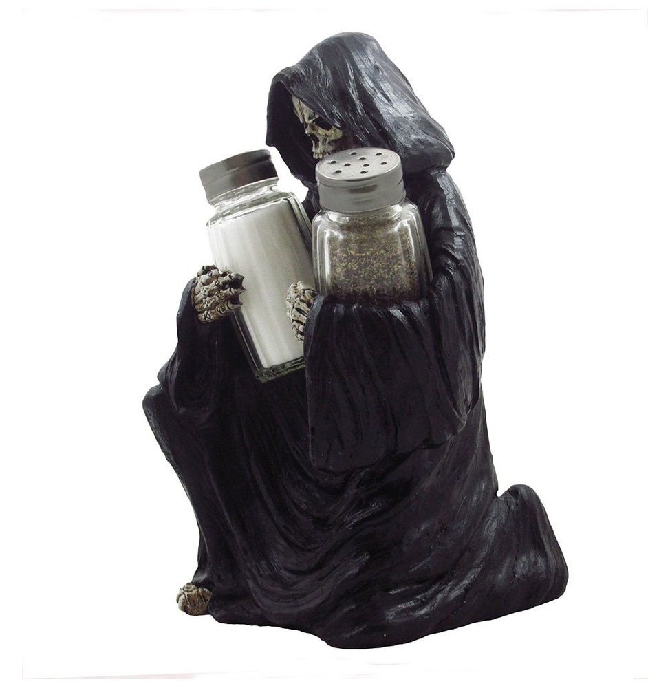 Grim Reaper Glass Salt and Pepper Shaker, 3-Piece Set - Eclectic - Salt ...