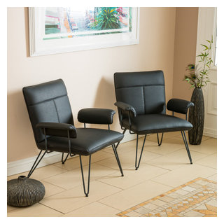 Modern Living Space w/ Modern Vinyl Arm Chair (Set of 2) - Modern - Los ...