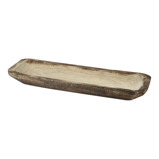 Organic Natural Wood Rectangular Bowl In Natural-Decorative Bowl/Tray ...