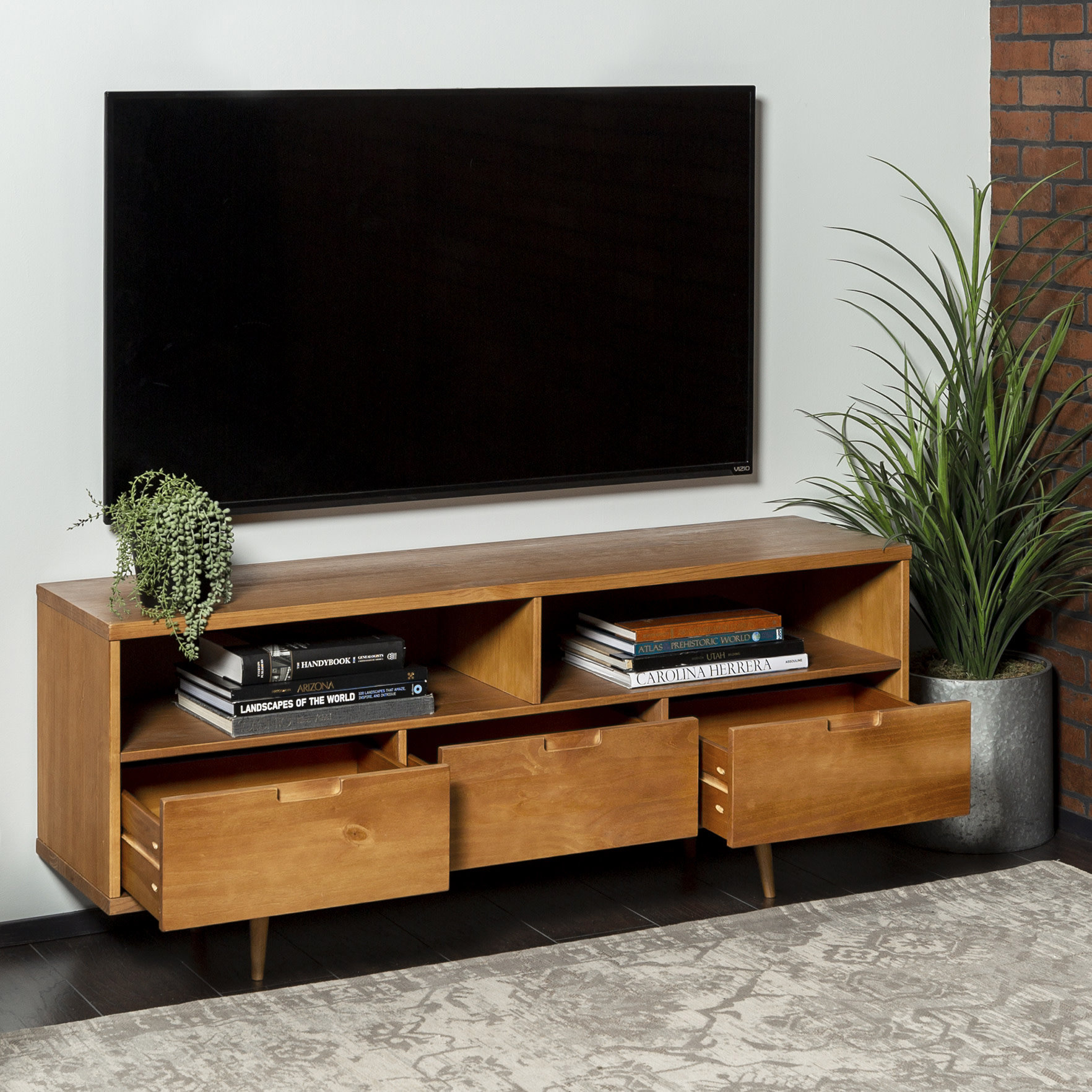 James Allan WEIF62830 Austin 58"W Wood Mid-Century Modern TV ...