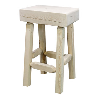Homestead Counter Height Half Log Bar Stool, Ready to Finish - Rustic ...