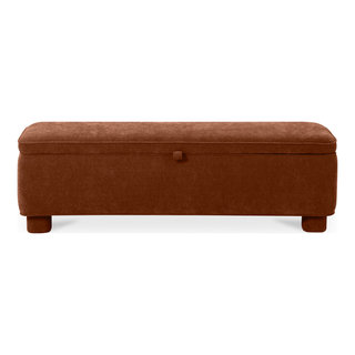 Ichigo Orange Upholstery Storage Bench, 59W x 20D x 18H - Contemporary ...