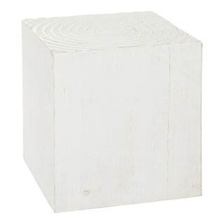 Rustic White Wood Accent Table 89286, 17" x 16" x 19" - Farmhouse ...