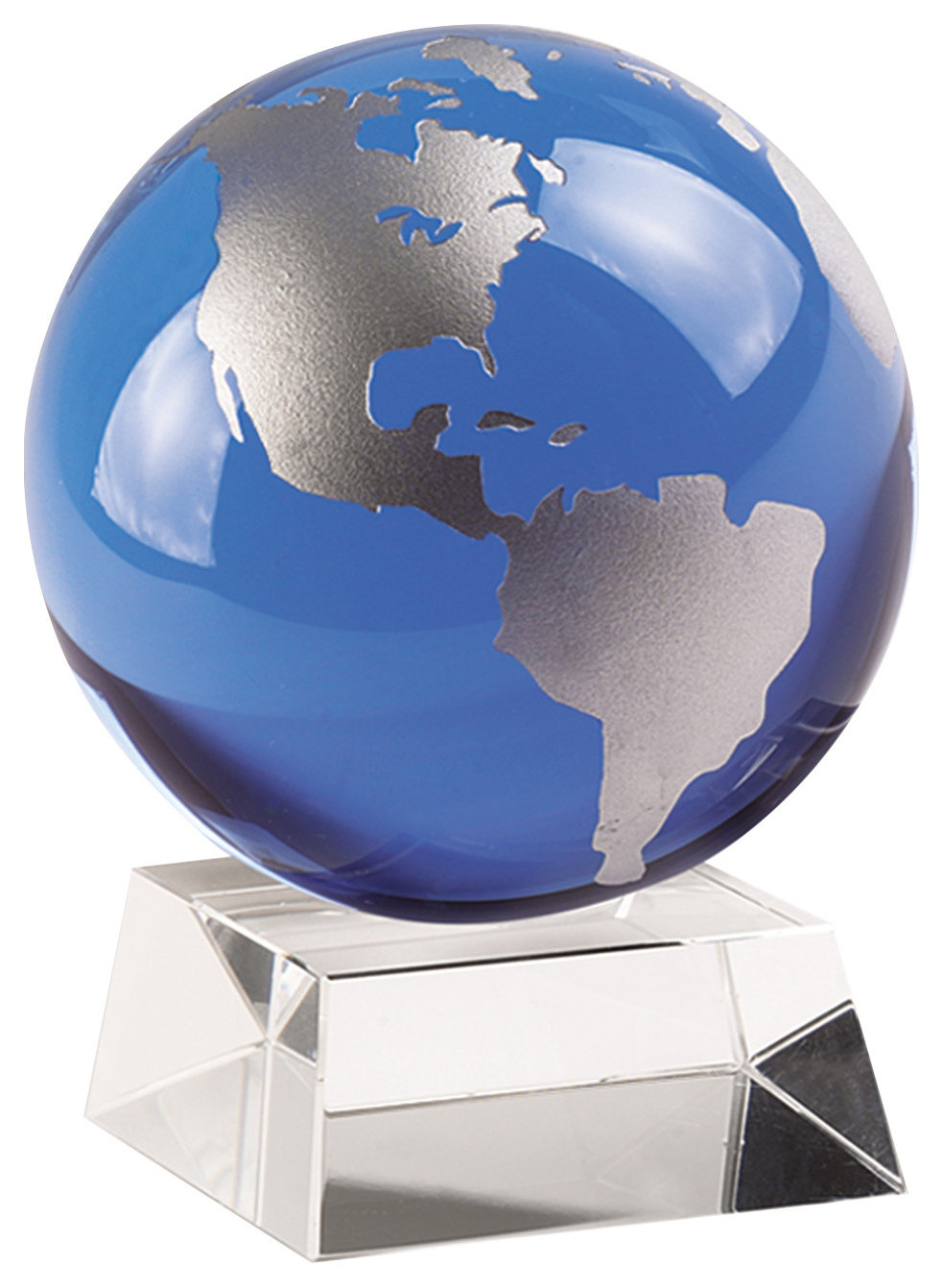 HomeRoots 4" Cobalt Blue and Silver Globe On Crystal Base ...