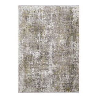 Weave & Wander Lindstra Rug, Olive Gray/Jade Green, Rug, 4'10"x7'10 ...